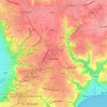 St Peter topographic map, elevation, terrain