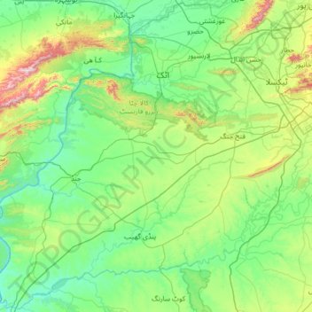 Attock District topographic map, elevation, terrain