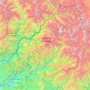 Darchula District (Nepal) topographic map, elevation, terrain