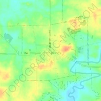 Creal Springs topographic map, elevation, terrain