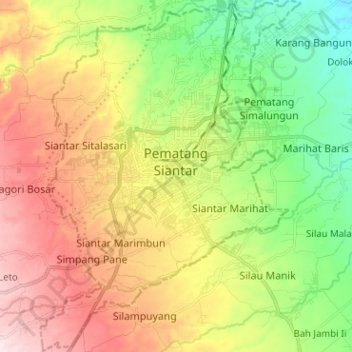 City of Pematang Siantar topographic map, elevation, terrain
