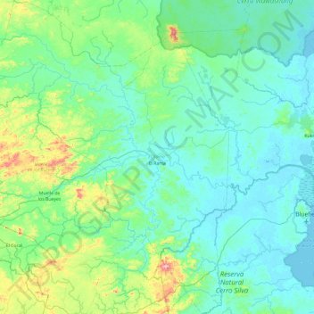 El Rama (Municipio) topographic map, elevation, terrain