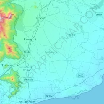 Radhapuram topographic map, elevation, terrain