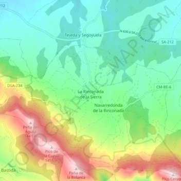 La Rinconada de la Sierra topographic map, elevation, terrain