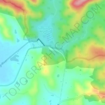 Toorourrong Reservoir Park topographic map, elevation, terrain