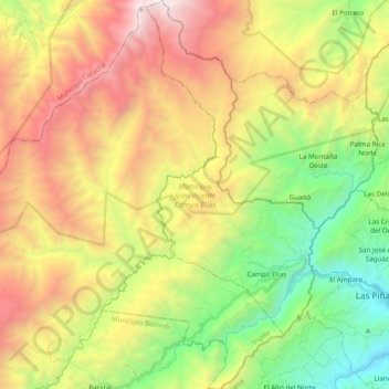 Municipio Juan Vicente Campo Elias topographic map, elevation, terrain