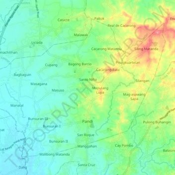 Pandi topographic map, elevation, terrain