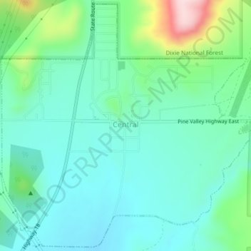 Central topographic map, elevation, terrain