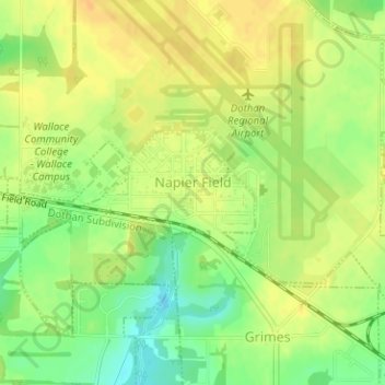 Napier Field topographic map, elevation, terrain