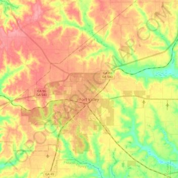 Fort Valley topographic map, elevation, terrain