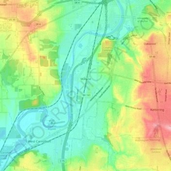Moraine topographic map, elevation, terrain