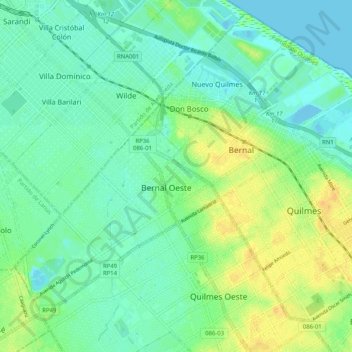 Bernal topographic map, elevation, terrain