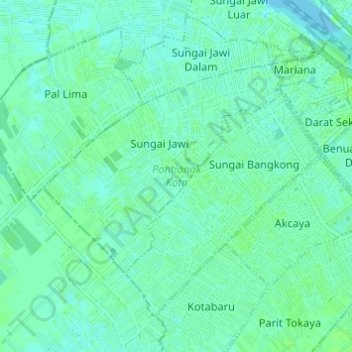 Pontianak Kota topographic map, elevation, terrain