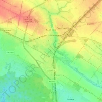 Kalynivka topographic map, elevation, terrain