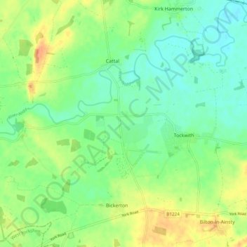 Tockwith topographic map, elevation, terrain