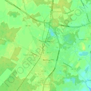 Berlin topographic map, elevation, terrain