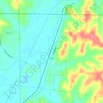 Belk topographic map, elevation, terrain