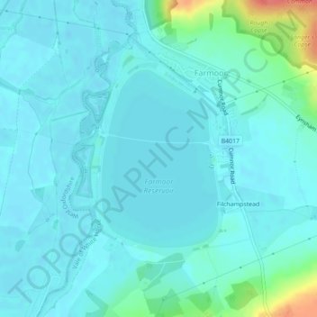 Farmoor Reservoir topographic map, elevation, terrain