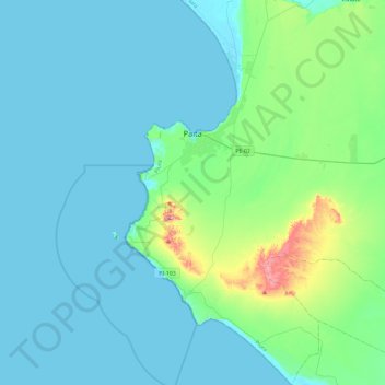 Paita topographic map, elevation, terrain