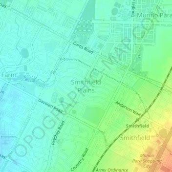 Smithfield Plains topographic map, elevation, terrain