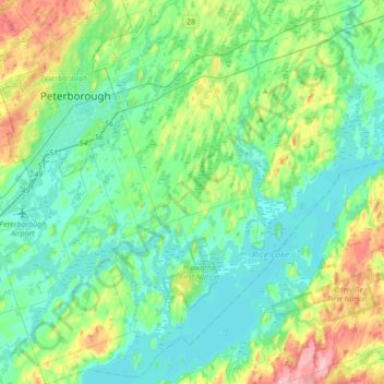 Otonabee–South Monaghan topographic map, elevation, terrain