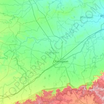 Chalisgaon topographic map, elevation, terrain