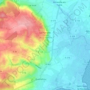 La Pernelle topographic map, elevation, terrain