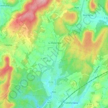 Rioz topographic map, elevation, terrain