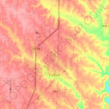 Fulton topographic map, elevation, terrain