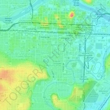 Beltline topographic map, elevation, terrain