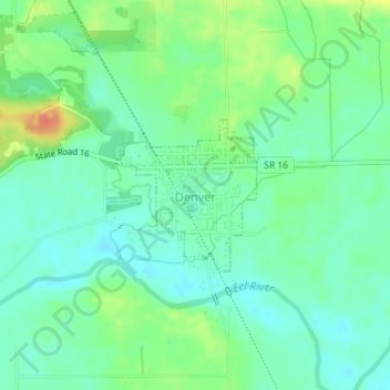 Denver topographic map, elevation, terrain