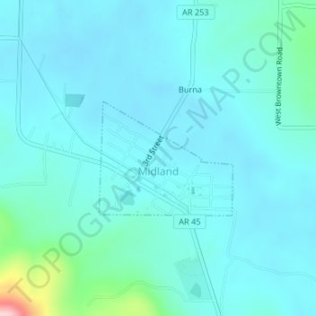 Midland topographic map, elevation, terrain