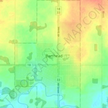 Town of Barrhead topographic map, elevation, terrain