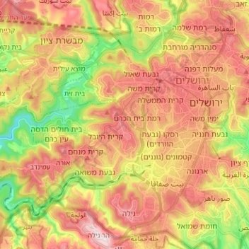 West Jerusalem topographic map, elevation, terrain