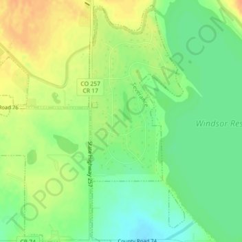 Severance topographic map, elevation, terrain
