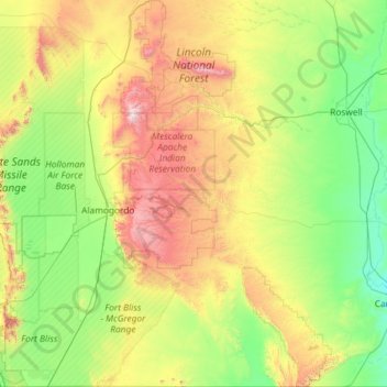 New Mexico topographic map, elevation, terrain