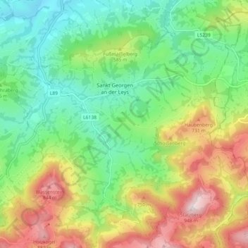 St. Georgen an der Leys topographic map, elevation, terrain