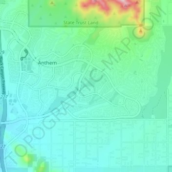 Anthem topographic map, elevation, terrain