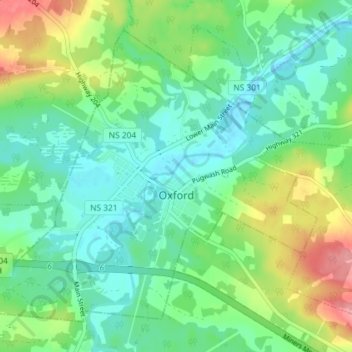 Town of Oxford topographic map, elevation, terrain