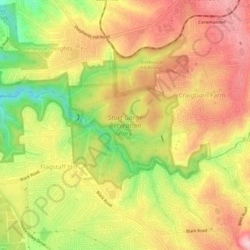Sturt Gorge Recreation Park topographic map, elevation, terrain