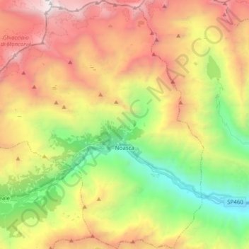 Noasca topographic map, elevation, terrain
