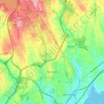 Village of Rye Brook topographic map, elevation, terrain