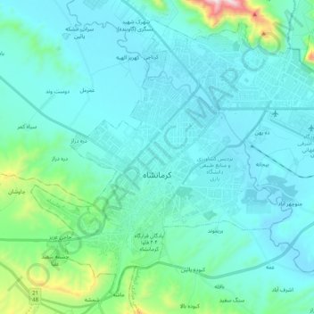 Kermanshah topographic map, elevation, terrain