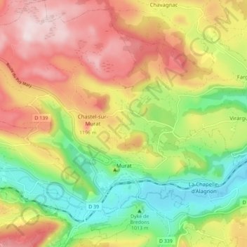Murat topographic map, elevation, terrain