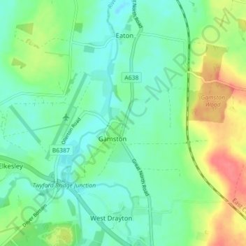 Gamston topographic map, elevation, terrain