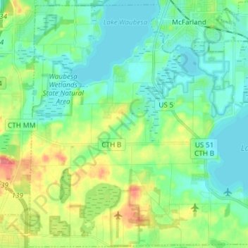 Town of Dunn topographic map, elevation, terrain