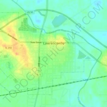 Lawrenceville topographic map, elevation, terrain