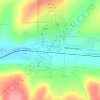 Lind topographic map, elevation, terrain