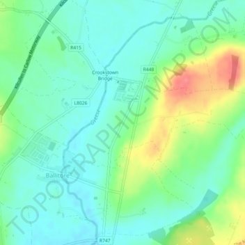 Crookstown Upper topographic map, elevation, terrain
