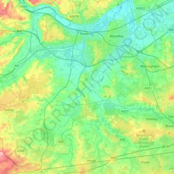 River Loddon topographic map, elevation, terrain